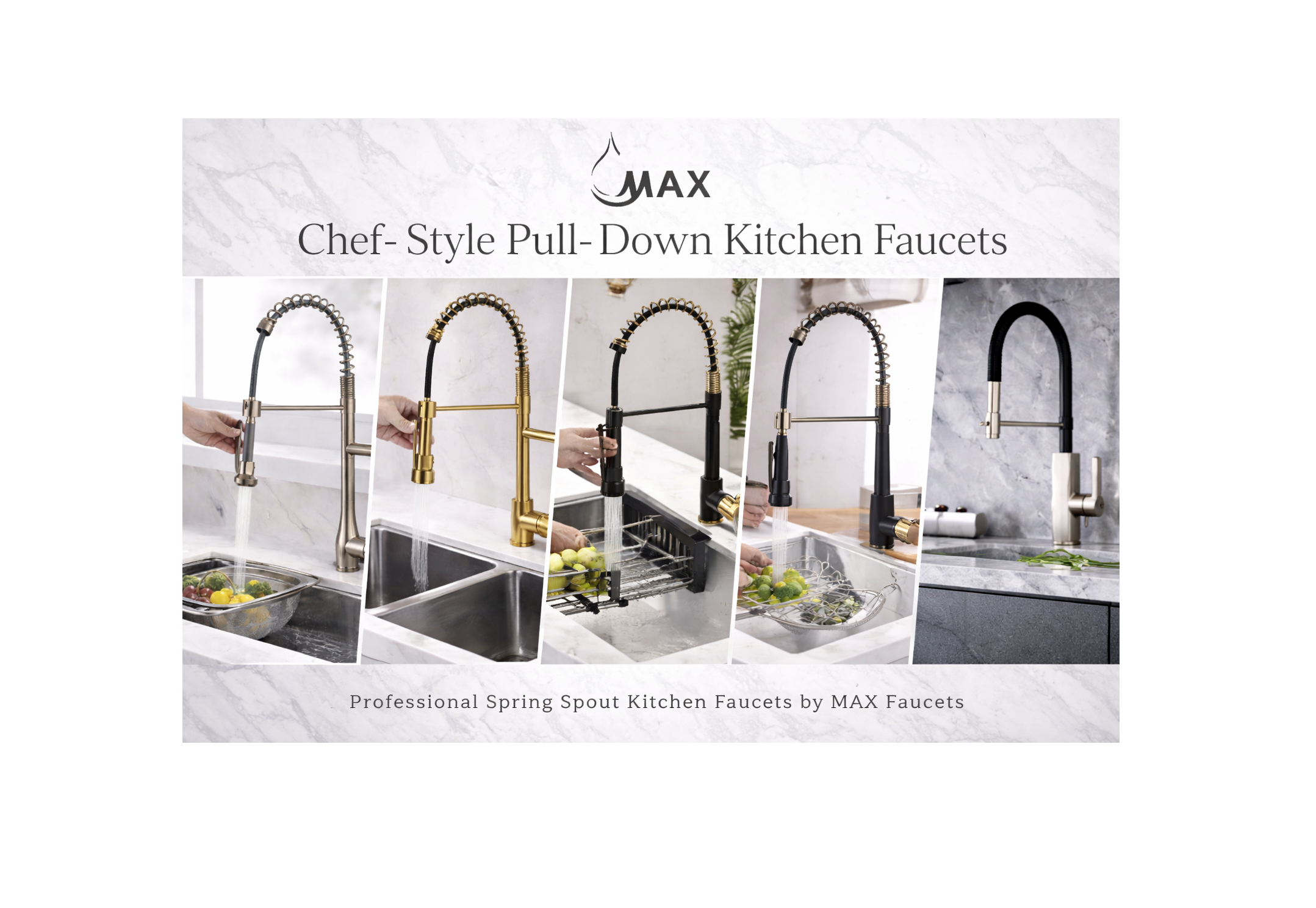 Chef Style Pull-Down Kitchen Faucets | MAX Faucets Canada