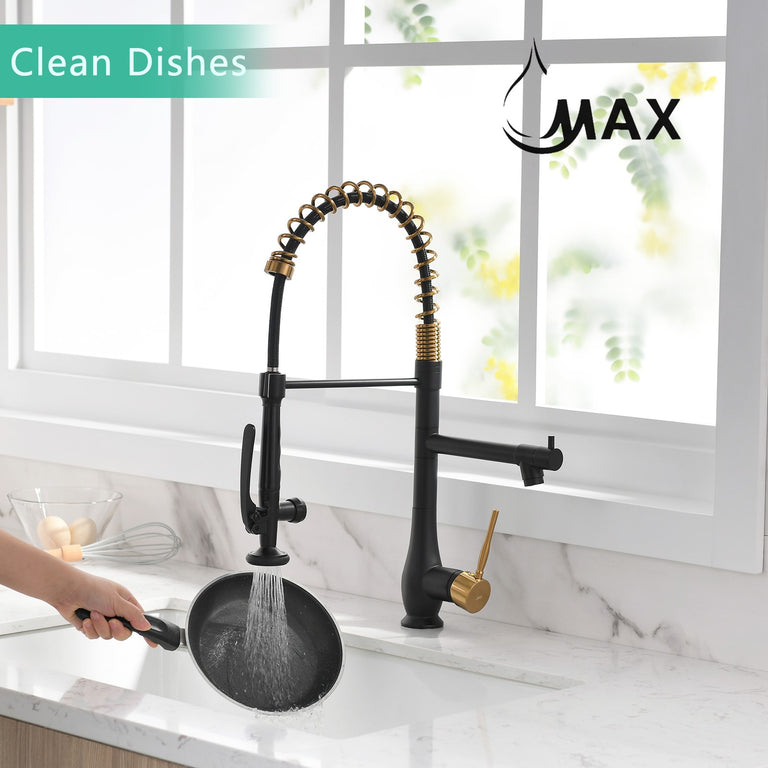 Kitchen Faucet Chef Style Pull-Down With Separate Pot Filler Spout Mat ...