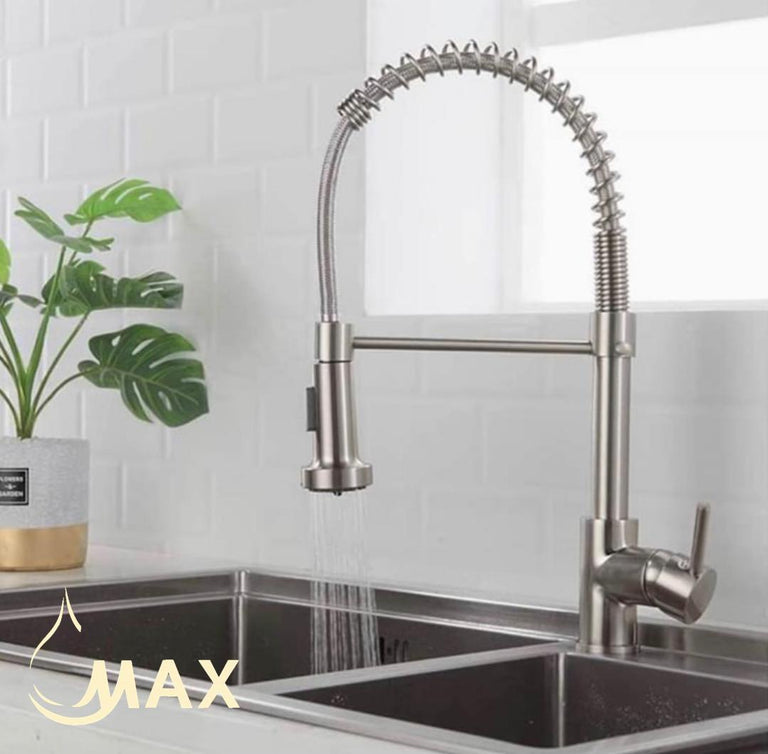 Pull-Out Spiral Flexible Kitchen Faucet 20" In Brushed Nickel Finish ...