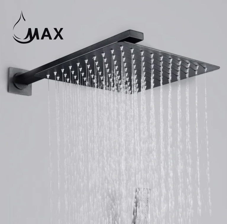 Wall Shower System Set Three Functions With 4 Body Jets In Matte Black ...